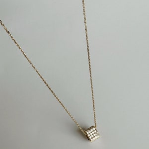 14K Gold Cube Necklace, 14k Solid Gold Jewelry, Tiny Dice Necklace ...