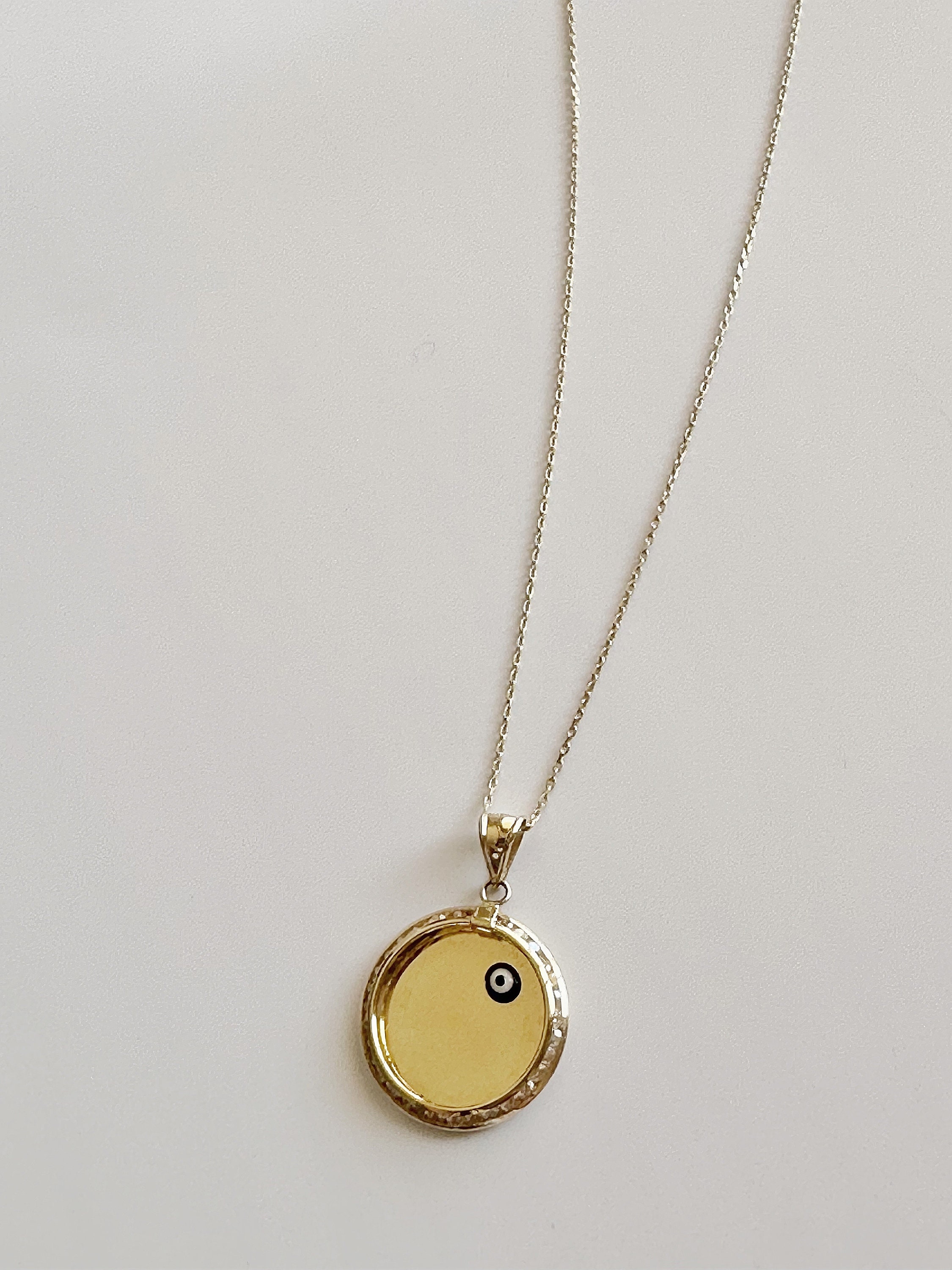 Mirror Necklace, 14k Solid Gold Mirror Necklace, Charm Necklace ...