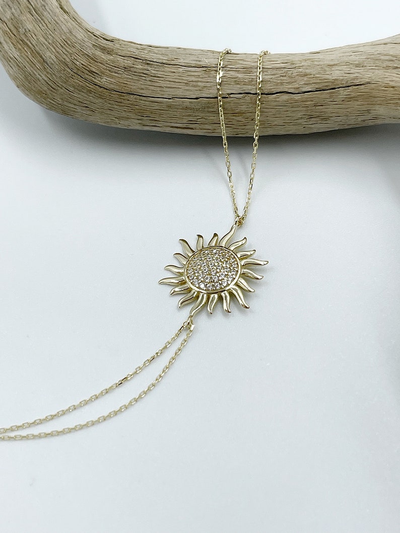 Solid Gold Mini Sun Bracelet, 14K Gold Bracelet, Gift for Her, Real ...