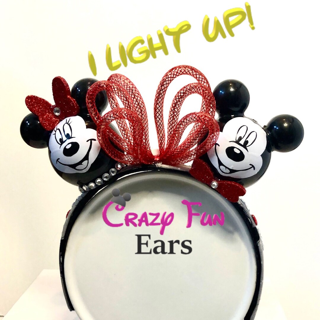 MICKEY & MINNIE LIGHTED Disney Mouse Ears for Girl Girls Woman Women ...