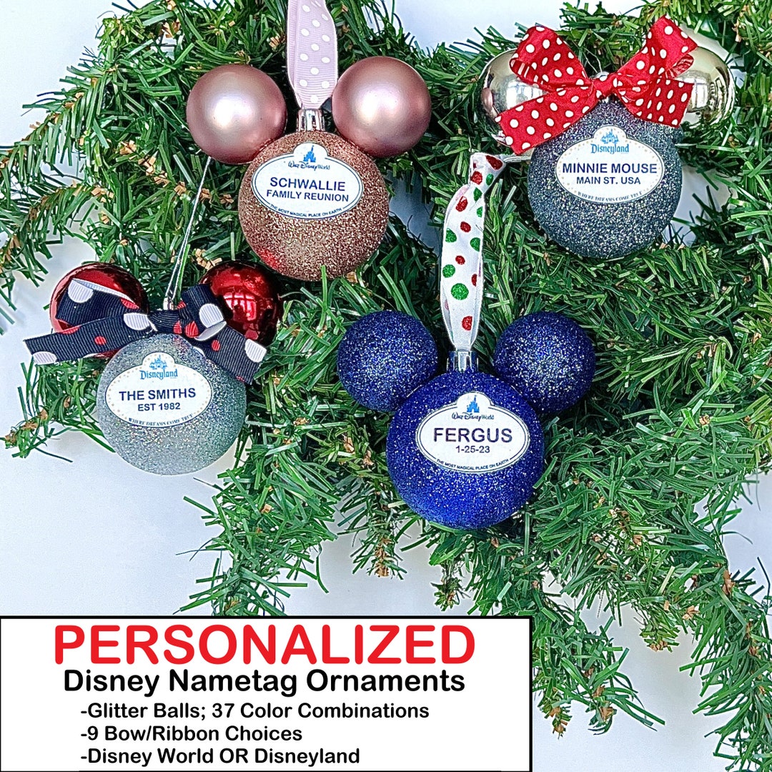 PERSONALIZED DISNEY ORNAMENT Minnie Mickey Glitter Year Head Ears Cast ...