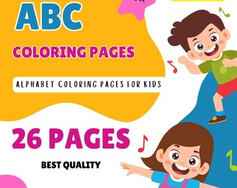 26 Kids ABC Alphabet Coloring Book Pages Cute Coloring Page Design for ...