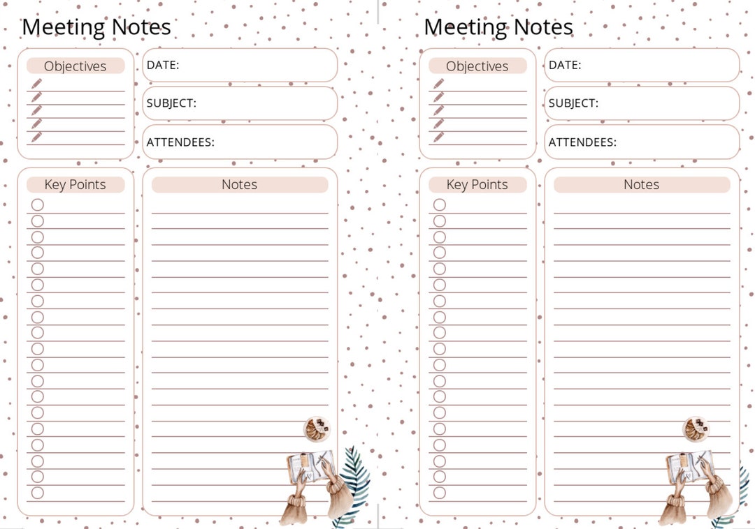 Pastel Coloured Meeting Minutes, Meeting Notes, Printable Notes ...