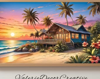 Tropical Sunset TV Frame Art Beach Smart TV Artwork Digital Download ...