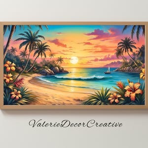 Tropical Sunset TV Frame Art Beach Smart TV Artwork Digital Download ...