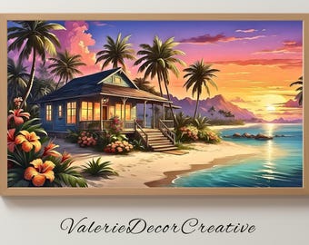 Tropical Sunset TV Frame Art Beach Smart TV Artwork Digital Download ...