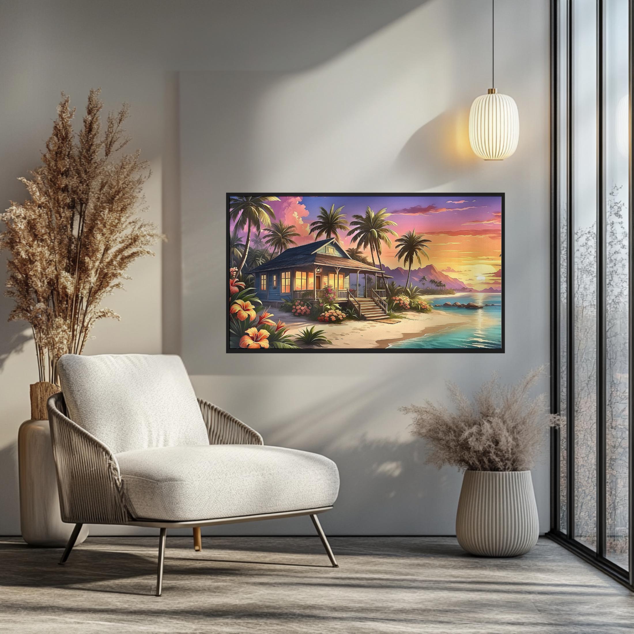 Tropical Beach Sunset TV Frame Art Nautical Smart TV Artwork Digital ...