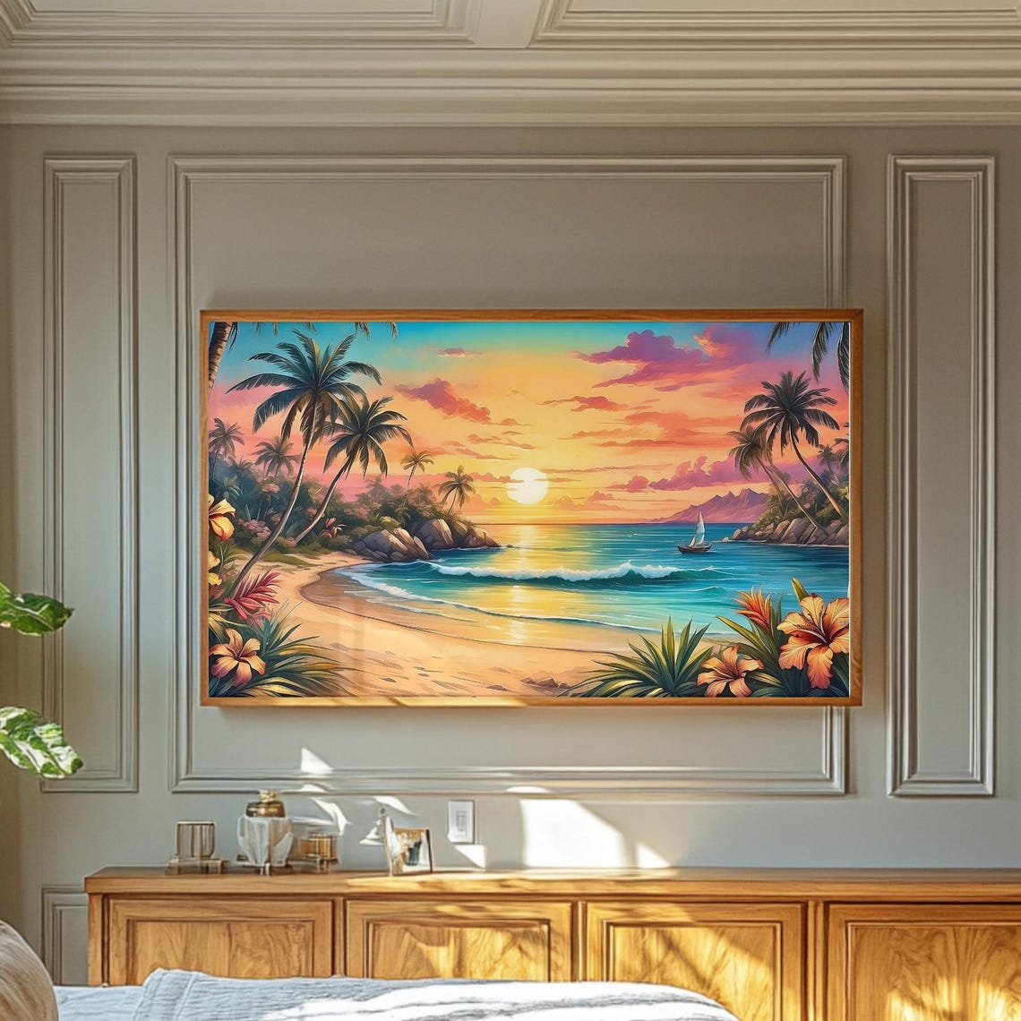 Tropical Sunset TV Frame Art Beach Smart TV Artwork Digital Download ...