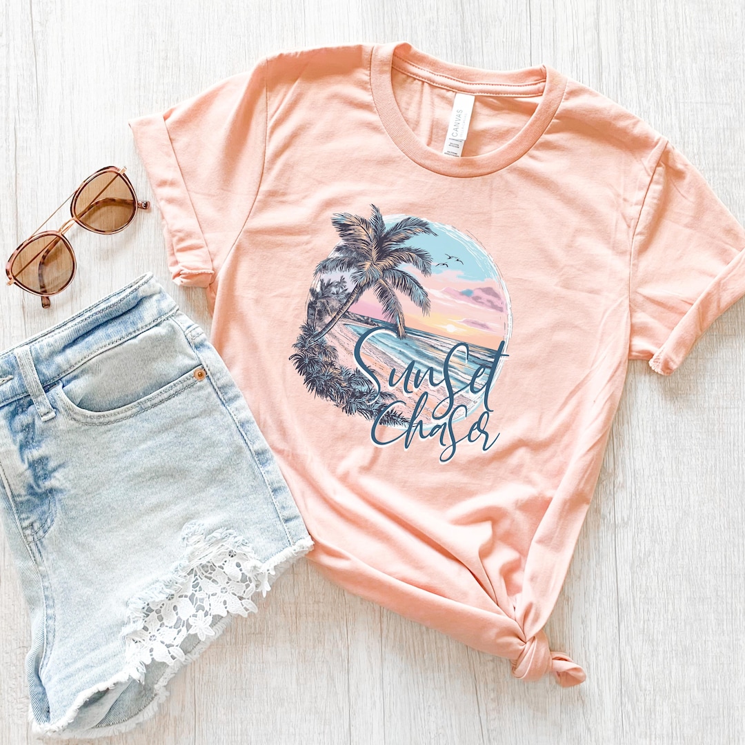 Sunset Chaser Tee, Summer Tee-shirt, Beach Lover Gift, Island Beach ...