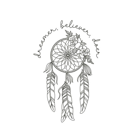 Dreamer Believer Doer SVG and PNG Files Boho Dream Catcher - Etsy