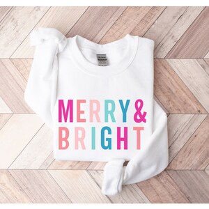 Merry and Bright Sweatshirt, Women's Christmas Sweatshirt, Holiday Gift ...