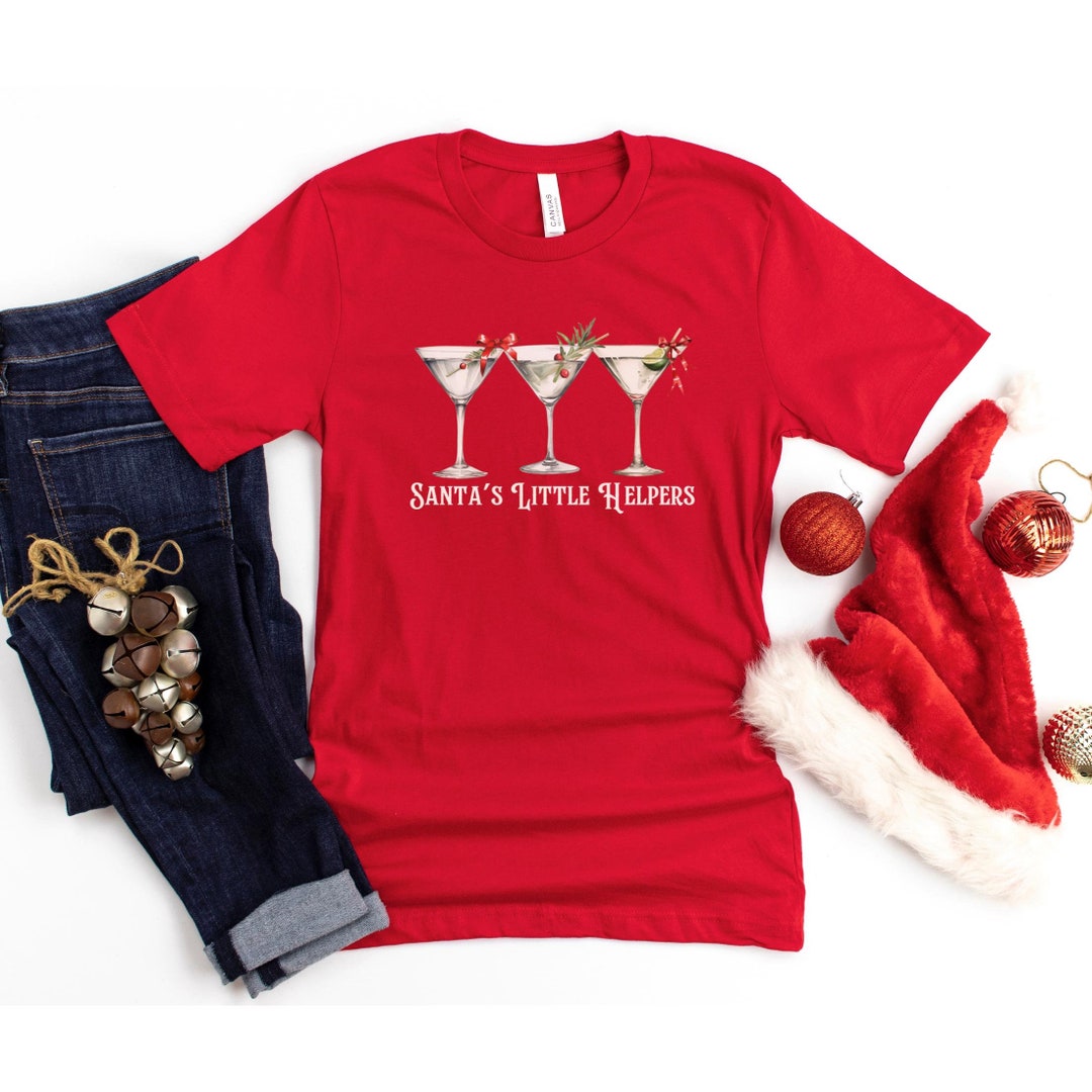 Santa's Helper Shirt, Funny Christmas Tee, Christmas Cocktails T-shirt ...
