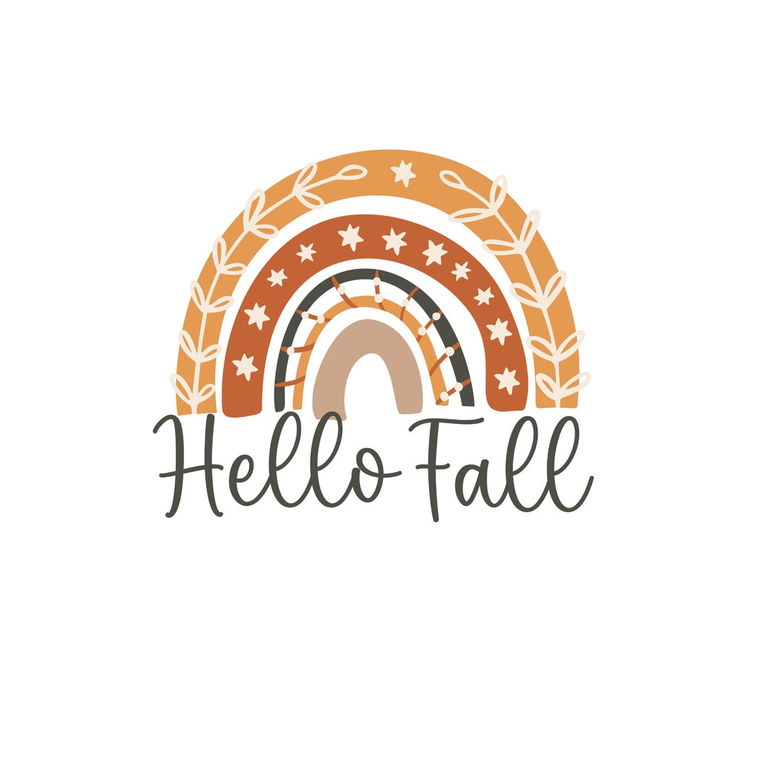 Hello Fall SVG Boho Fall Rainbow SVG and PNG Files Instant - Etsy