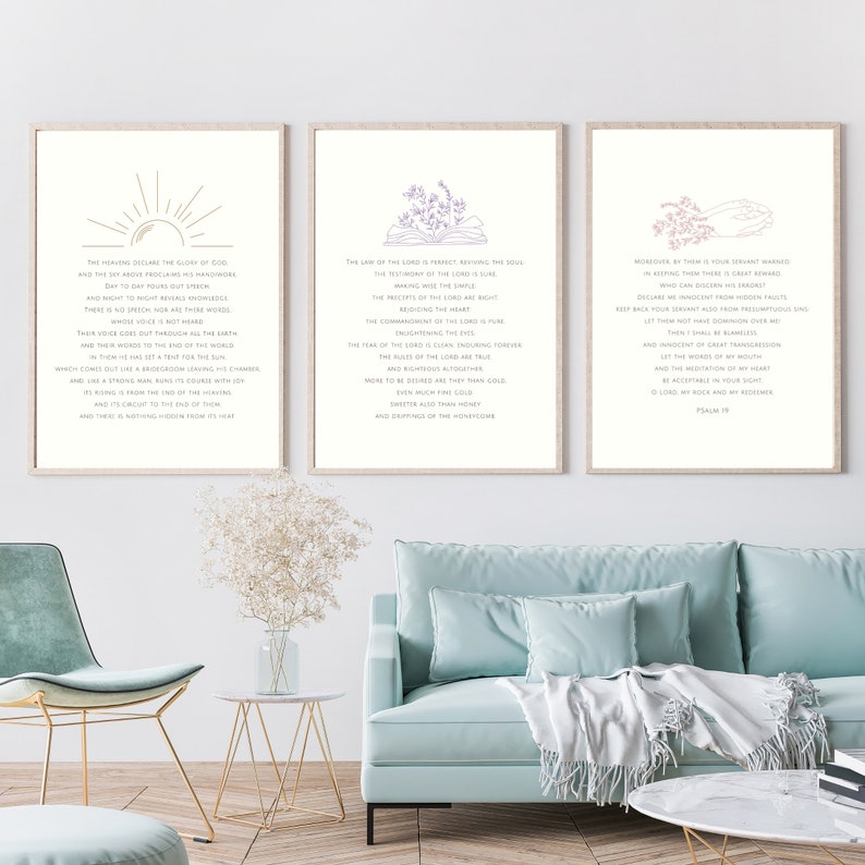 Psalm 19 Wall Art Digital Print Bundle Minimalist Christian Art ...