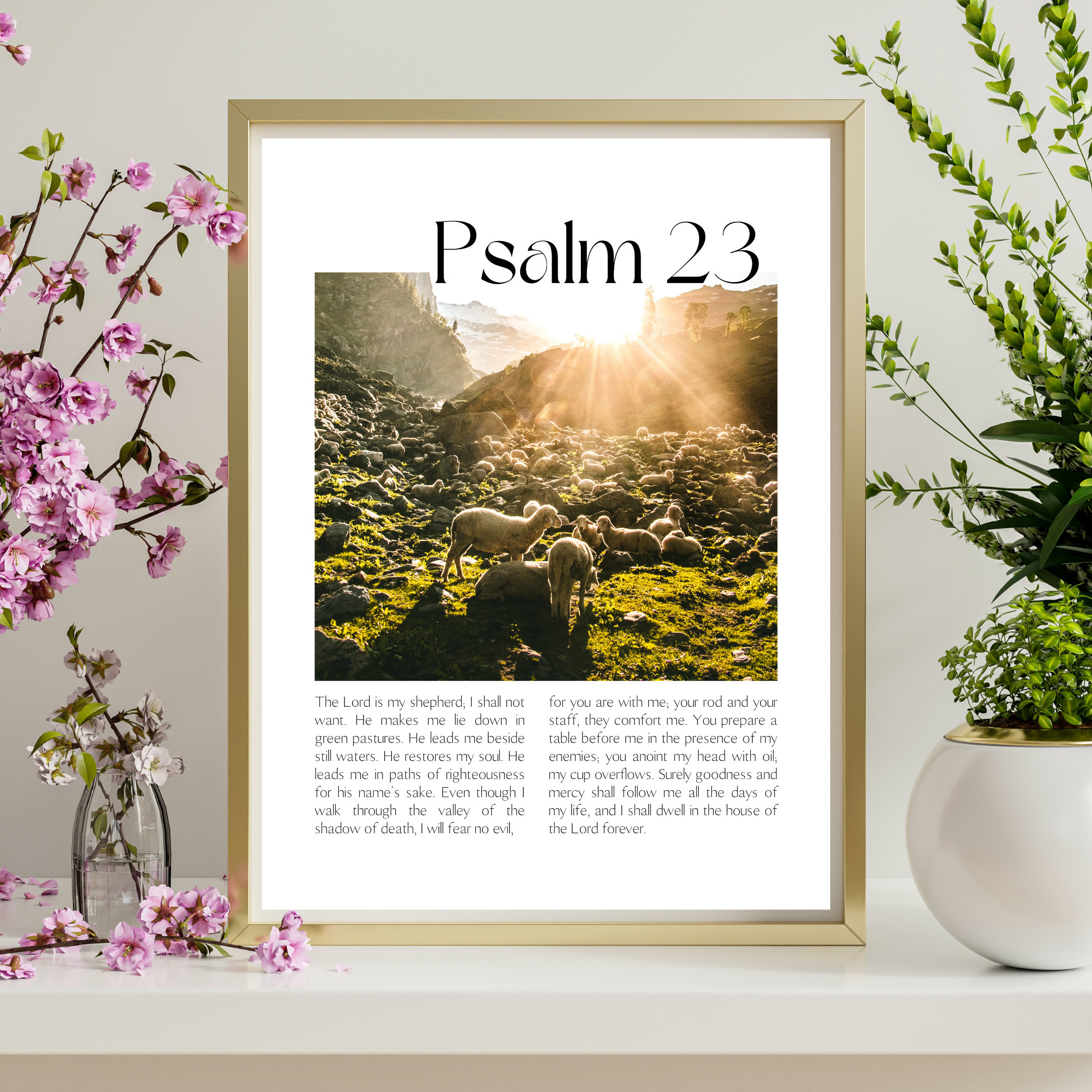 Psalm 23 Bible Wall Art Print Minimalist Christian Art the - Etsy