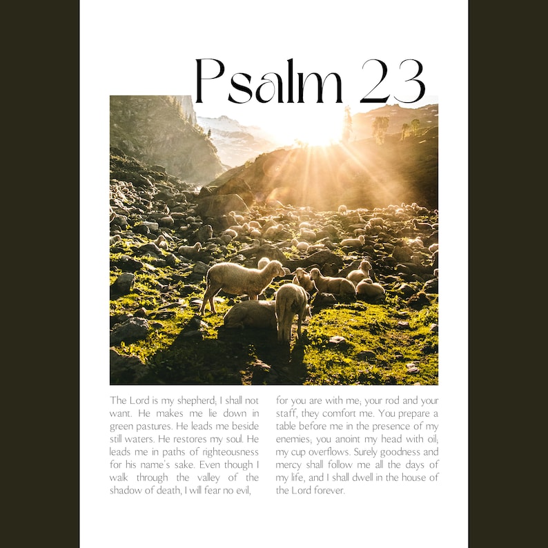 Psalm 23 Bible Wall Art Print Minimalist Christian Art the - Etsy
