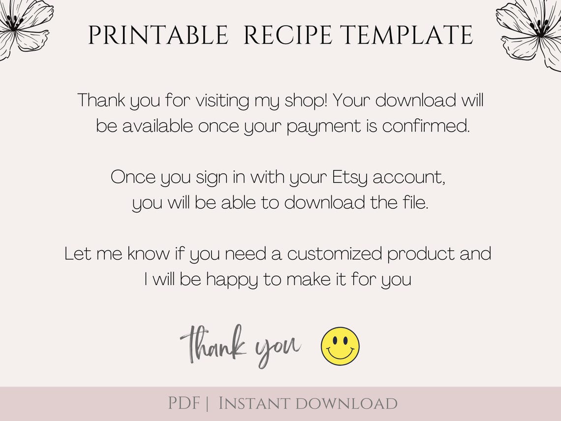 Printable A4 Recipe Template: Easy and Simple Design for Organizing ...