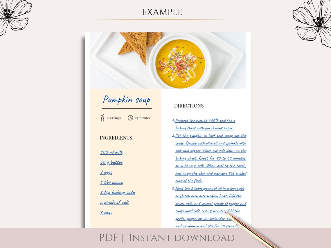 Printable A4 Recipe Template: Easy and Simple Design for Organizing ...