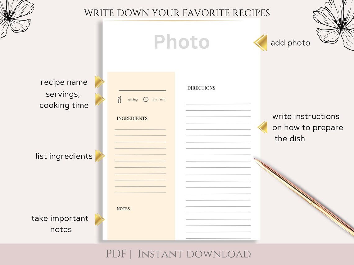 Printable A4 Recipe Template: Easy and Simple Design for Organizing ...