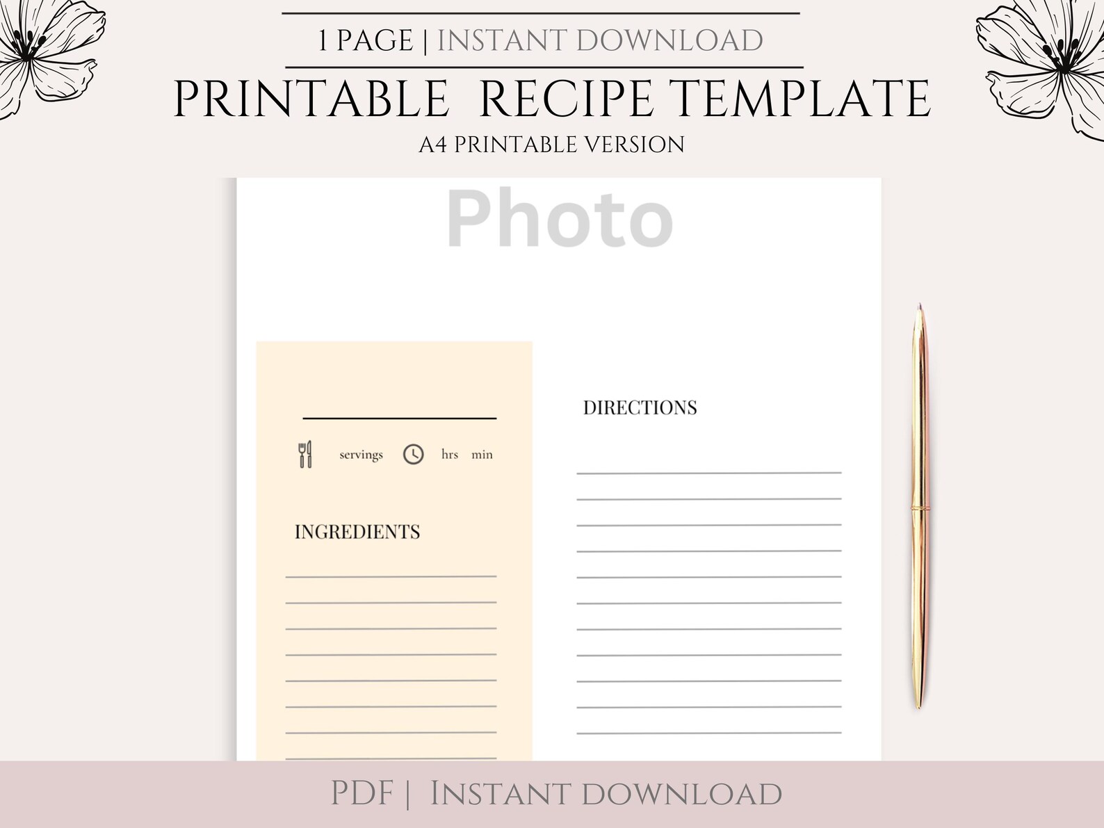 Printable A4 Recipe Template: Easy and Simple Design for Organizing ...