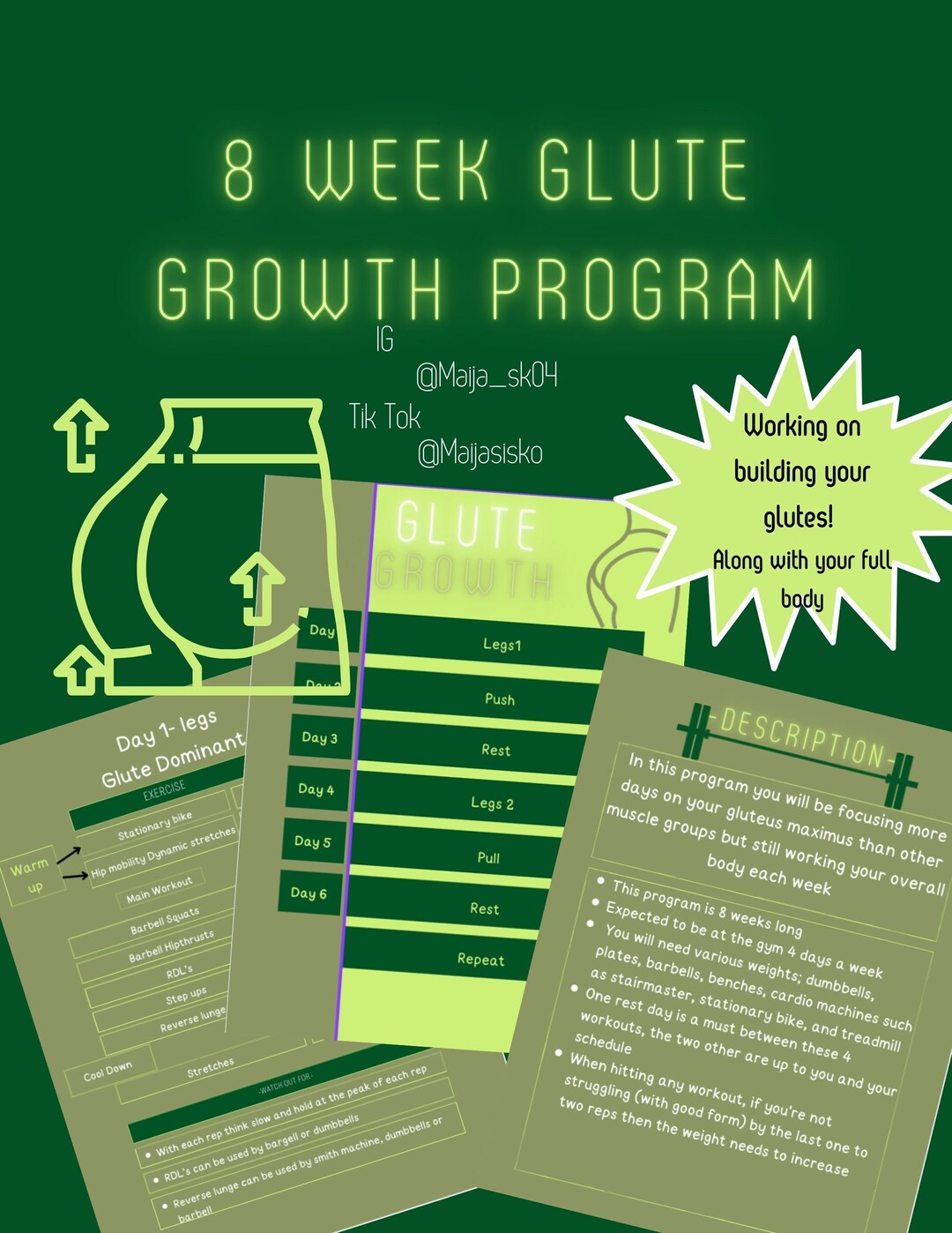 8 Week Glutes Program - Etsy