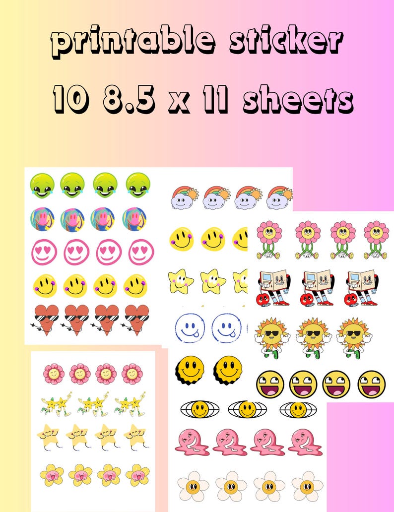 Printable Smiley Face Stickers, Coloring Pages, Reward Chart (digital ...