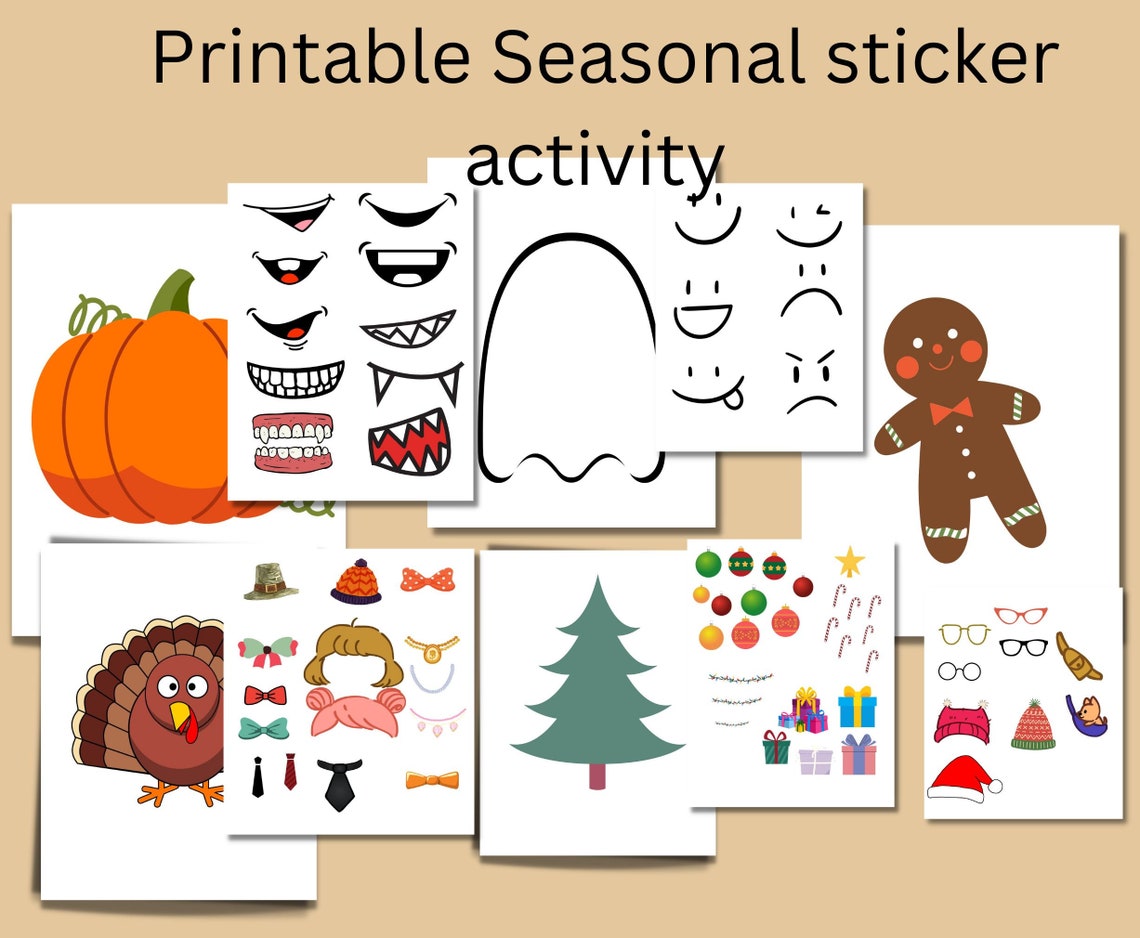 Kids Seasonal Character Sticker Worksheet: Kids' Activity Packet ...