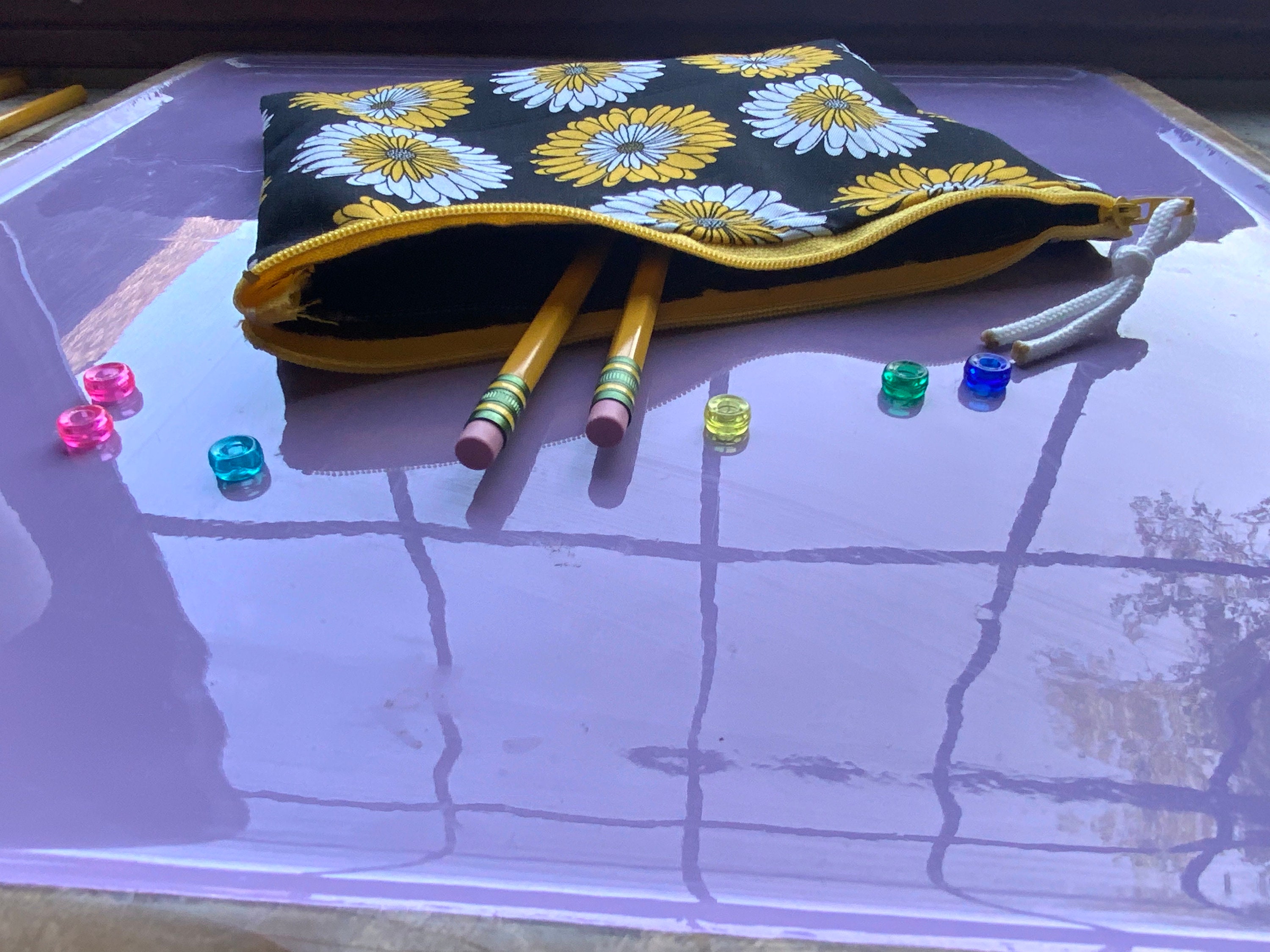 Large Sunflower Pencil Case / Back to School Supplies / Makeup - Etsy