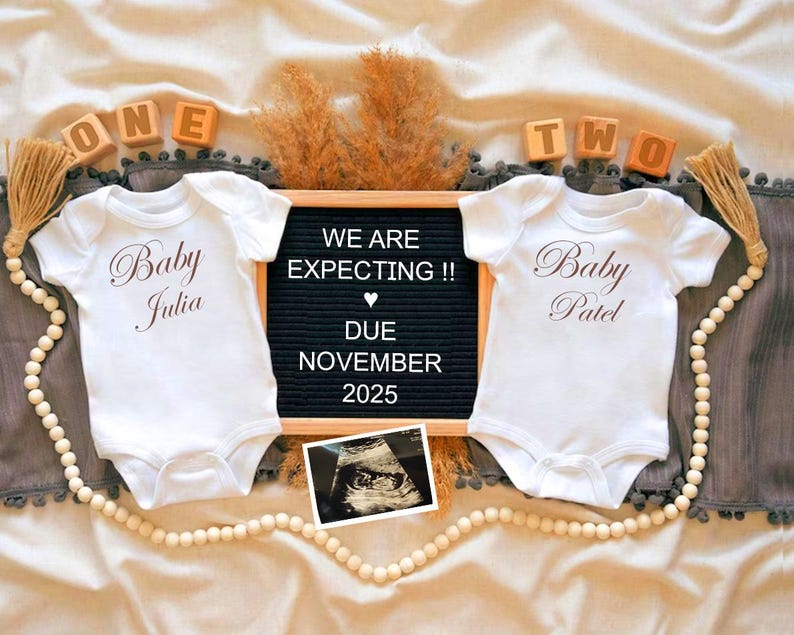 Twins Pregnancy Announcement Digital | Twins Baby Announcement Digital ...