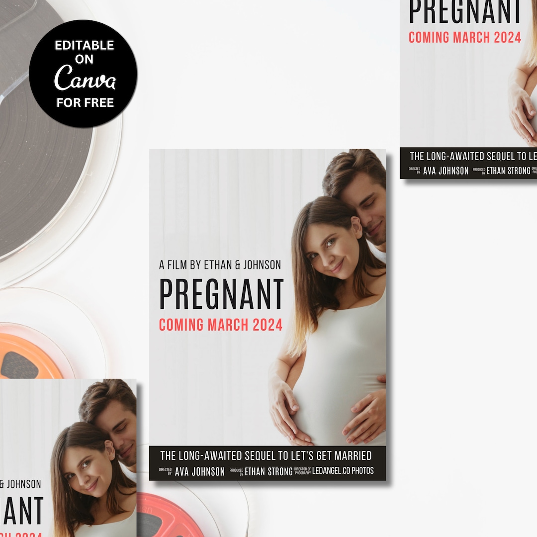 Pregnant Announcement Poster, New Baby Announcement, Canva Free ...