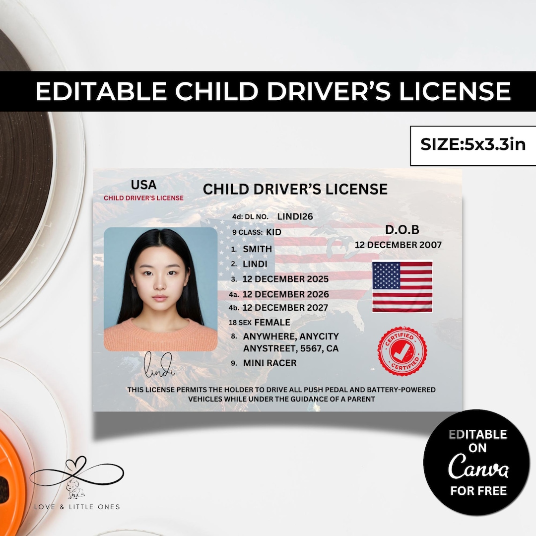 Driver License for Kids, Drivers License Certificate for Children - Etsy
