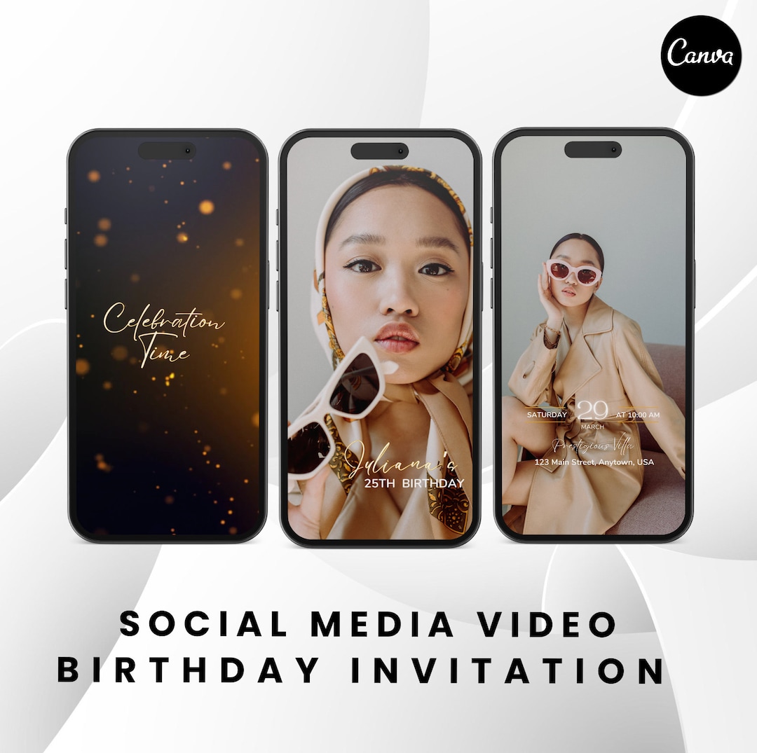 Adult Birthday Invitation Video Template Canva Editable Free Template ...