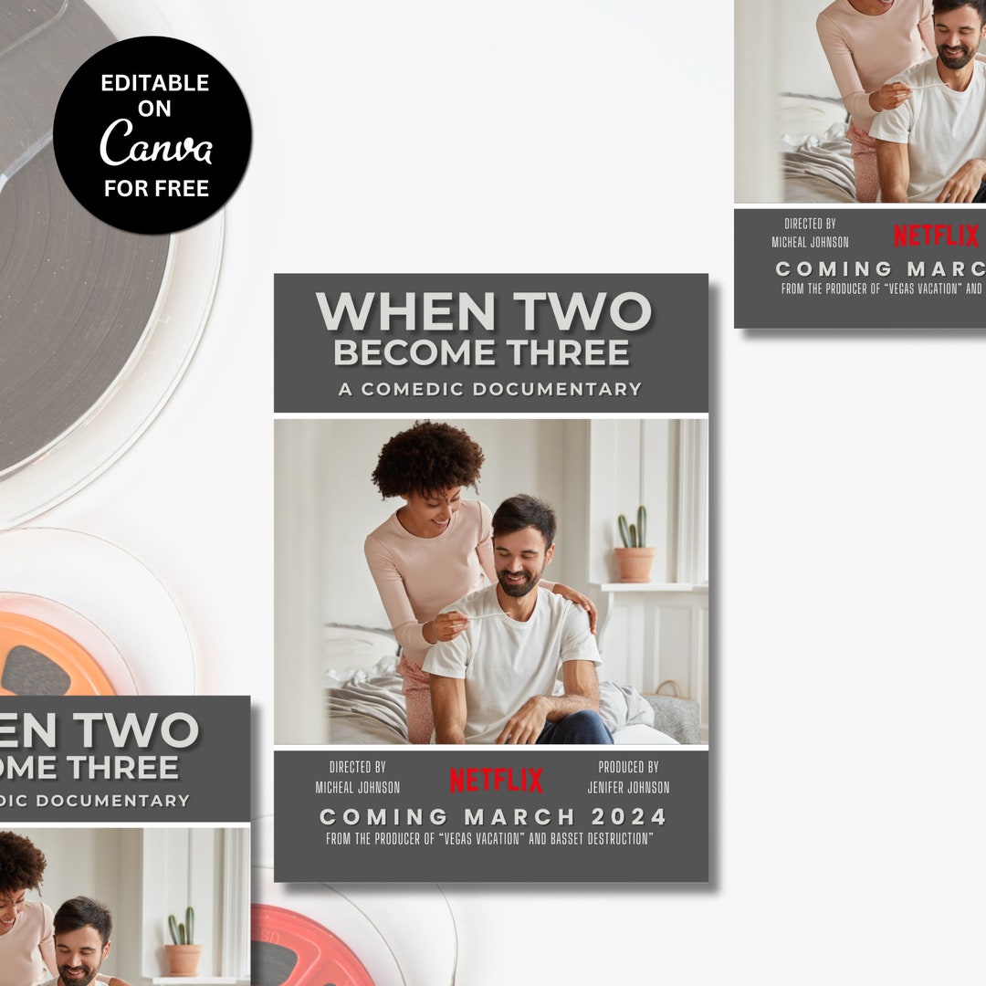 Pregnant Announcement Poster, New Baby Announcement, Canva Free ...
