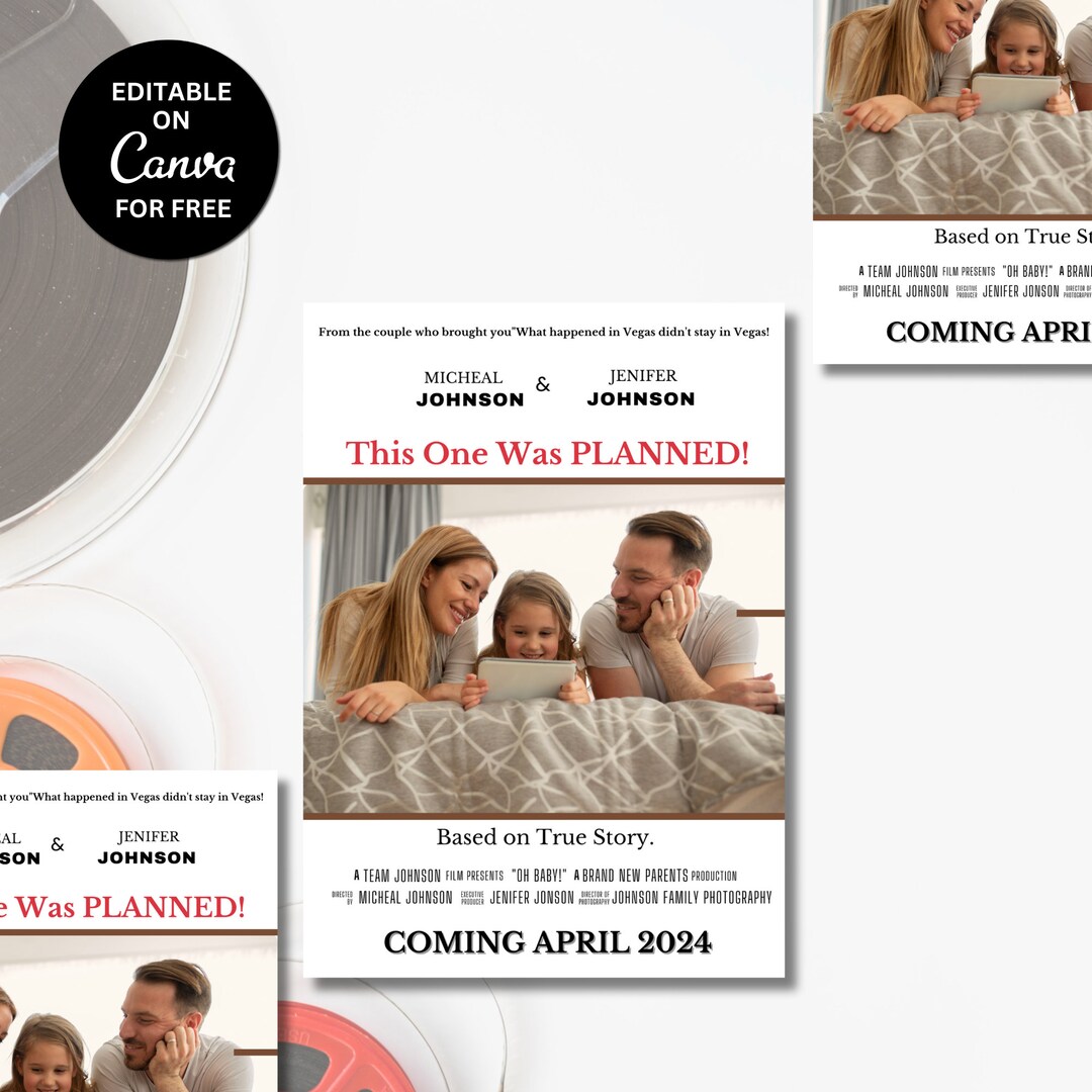 Pregnant Announcement Poster, New Baby Announcement, Canva Free ...