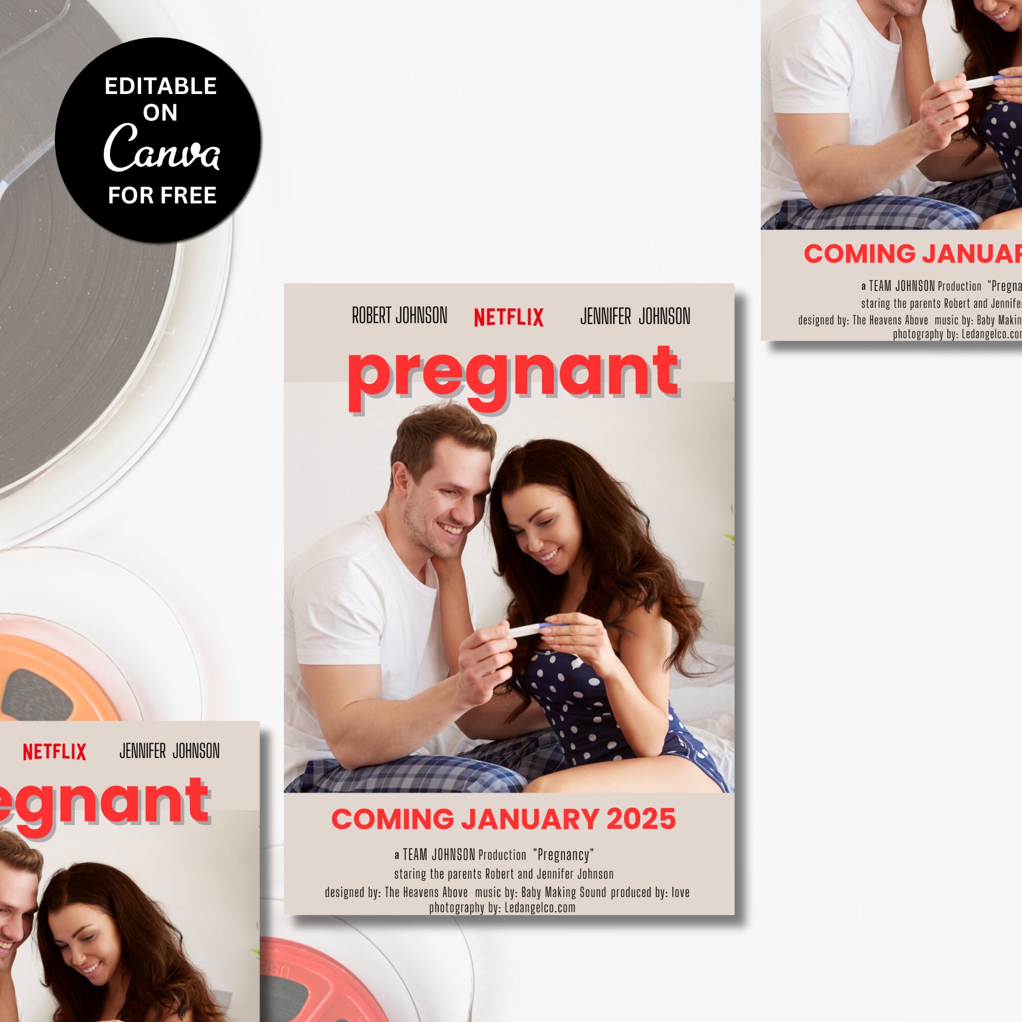 Pregnant Announcement Poster, New Baby Announcement, Canva Free ...