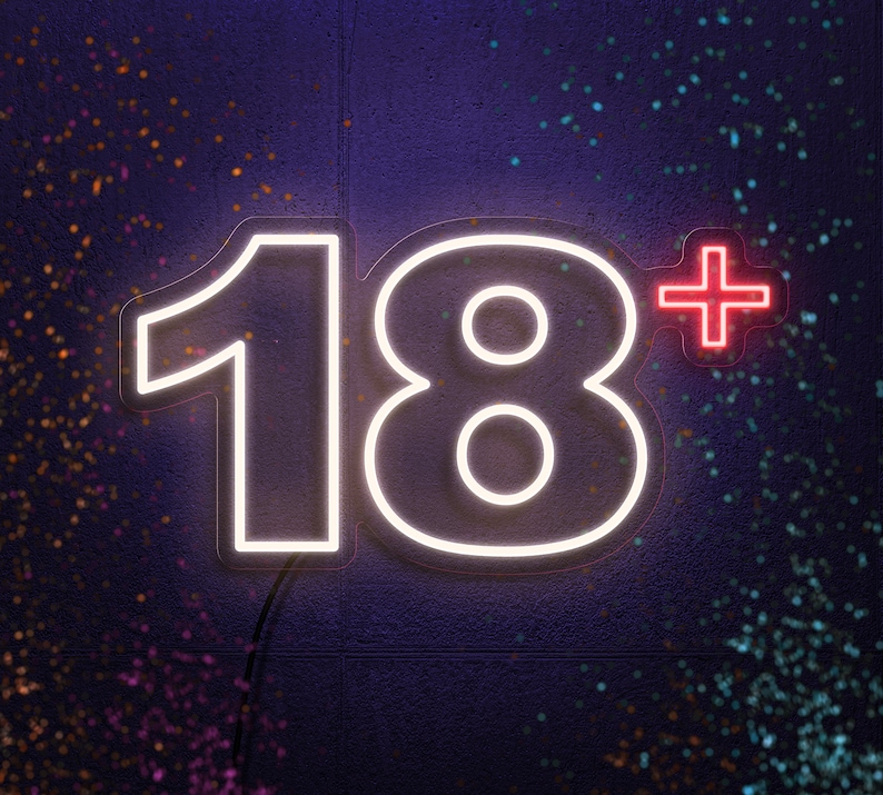 18th Birthday Neon Sign, 18+ Birthday Party Celebration Decor, Custom ...