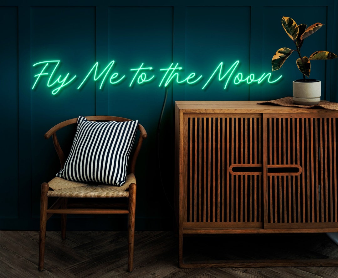 Custom Neon Sign, Fly Me to the Moon, Hopeless Romantic, Classic Song ...