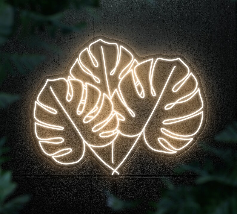 Custom Neon Sign, Monstera Tropical Leaf Light, Home or Office Wall Art ...