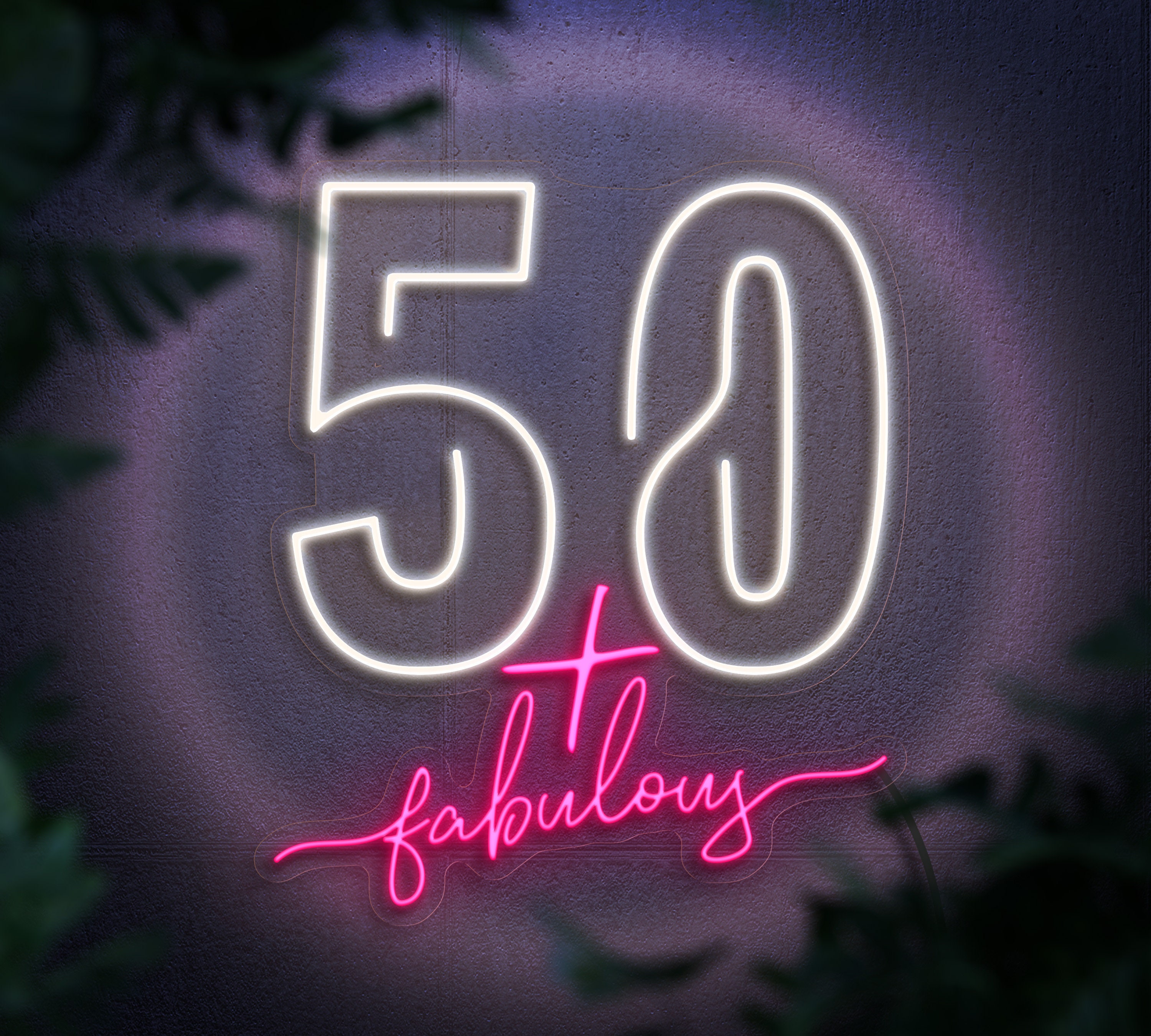50th Birthday Neon Sign 50 and Fabulous Custom Party Sign - Etsy