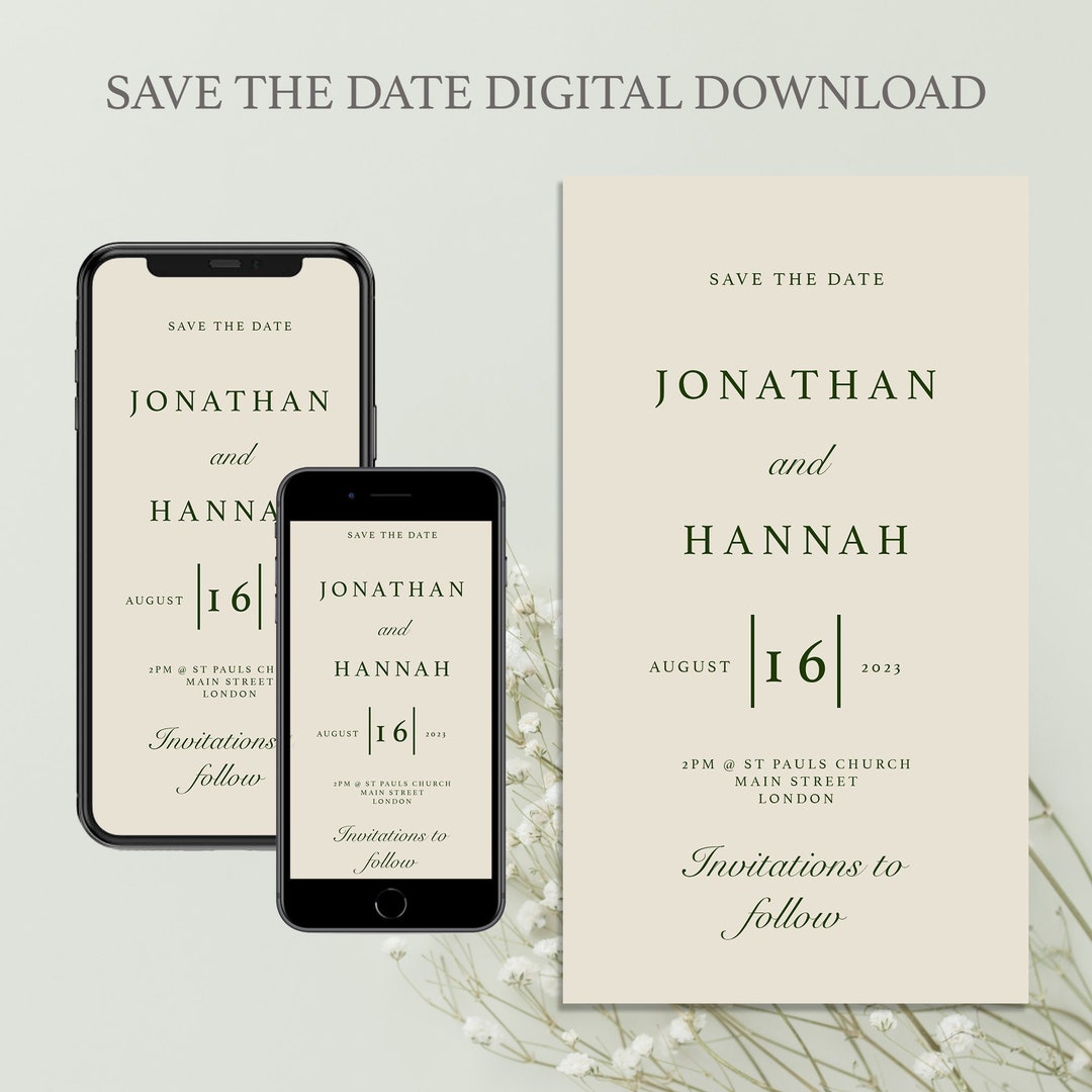 Simple Classy Save the Date Digital Download to Send via Your - Etsy