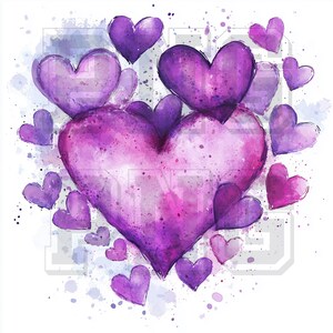 10 Love Heart Variations Clipart, Digital Download, Watercolour ...