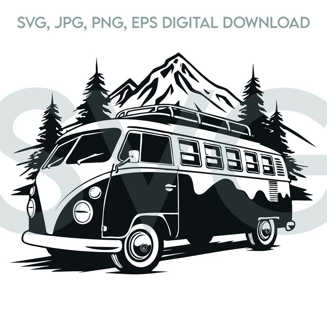 Camper Van Sticker Decal SVG Instant Download, PNG, Eps, Jpg Digital ...