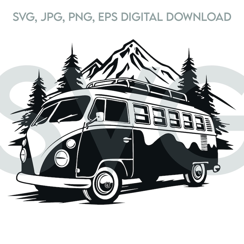 Camper Van Sticker Decal SVG Instant Download, PNG, Eps, Jpg Digital ...