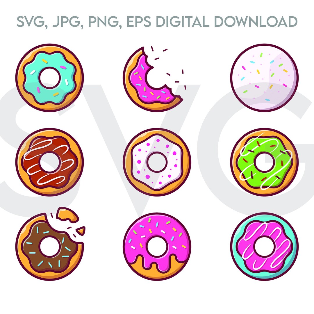 Donut SVG, Png, Jpg, Doughnut Cut File, Doughnut, Birthday, Sprinkle ...