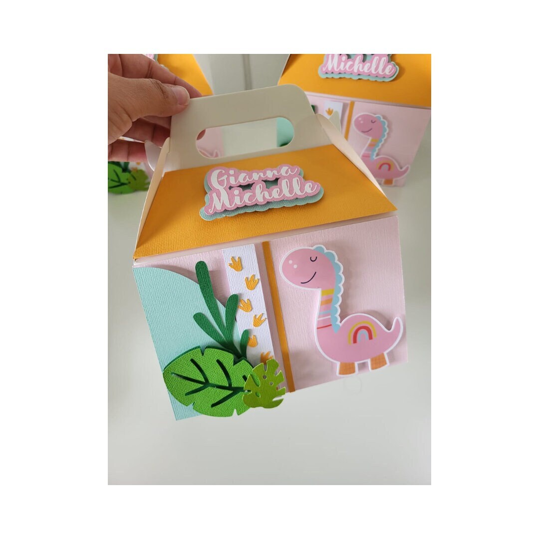 Boho Dinosaur Gable Box, Dinosaur Treat Box, Cute Dinosaur Gift Box ...