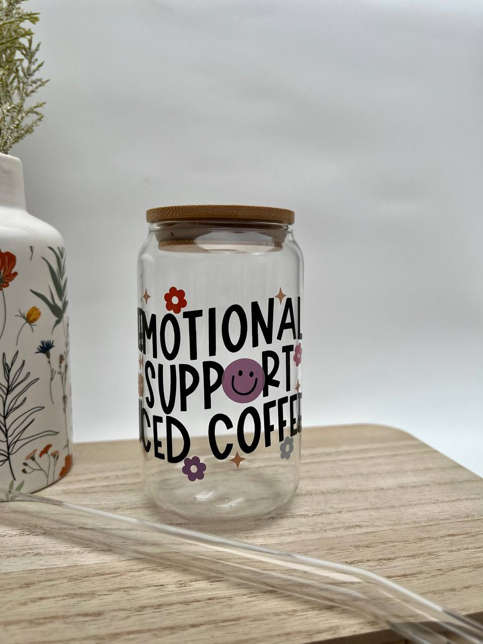 Emotional Support Iced Coffee Cup, Iced Coffee Glass Cup 12 & 16oz ...
