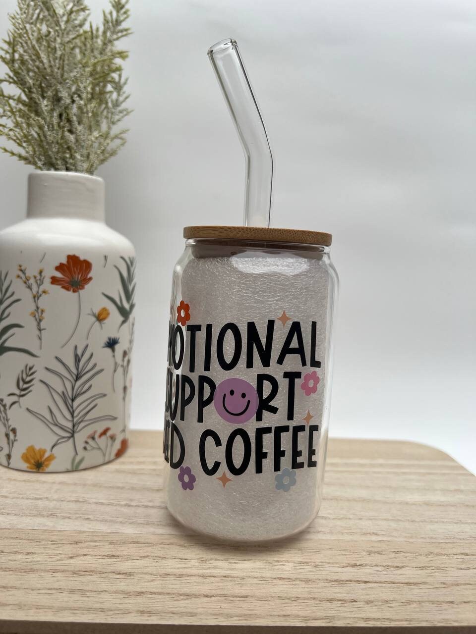 Emotional Support Iced Coffee Cup, Iced Coffee Glass Cup 12 & 16oz ...