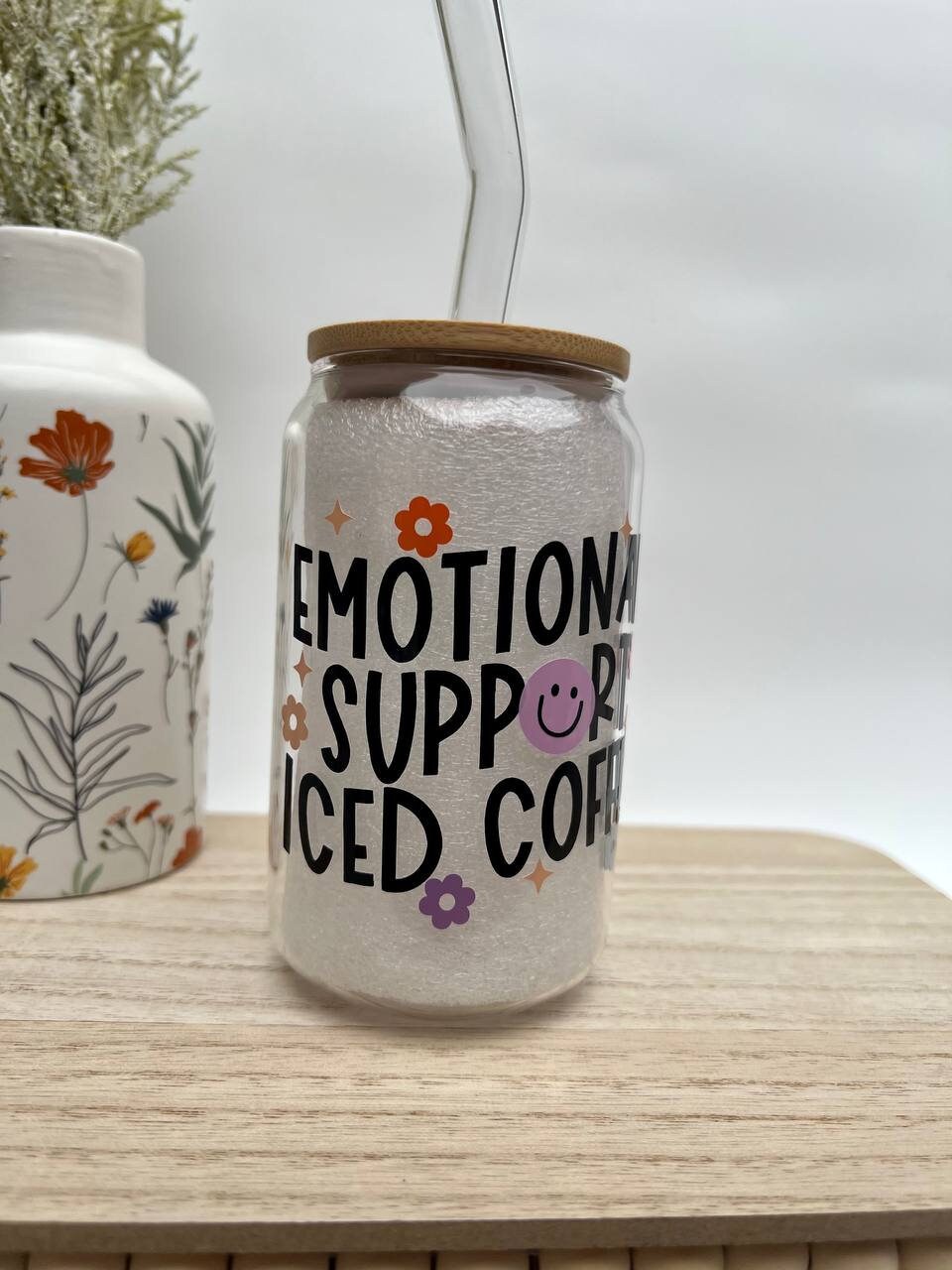 Emotional Support Iced Coffee Cup, Iced Coffee Glass Cup 12 & 16oz ...