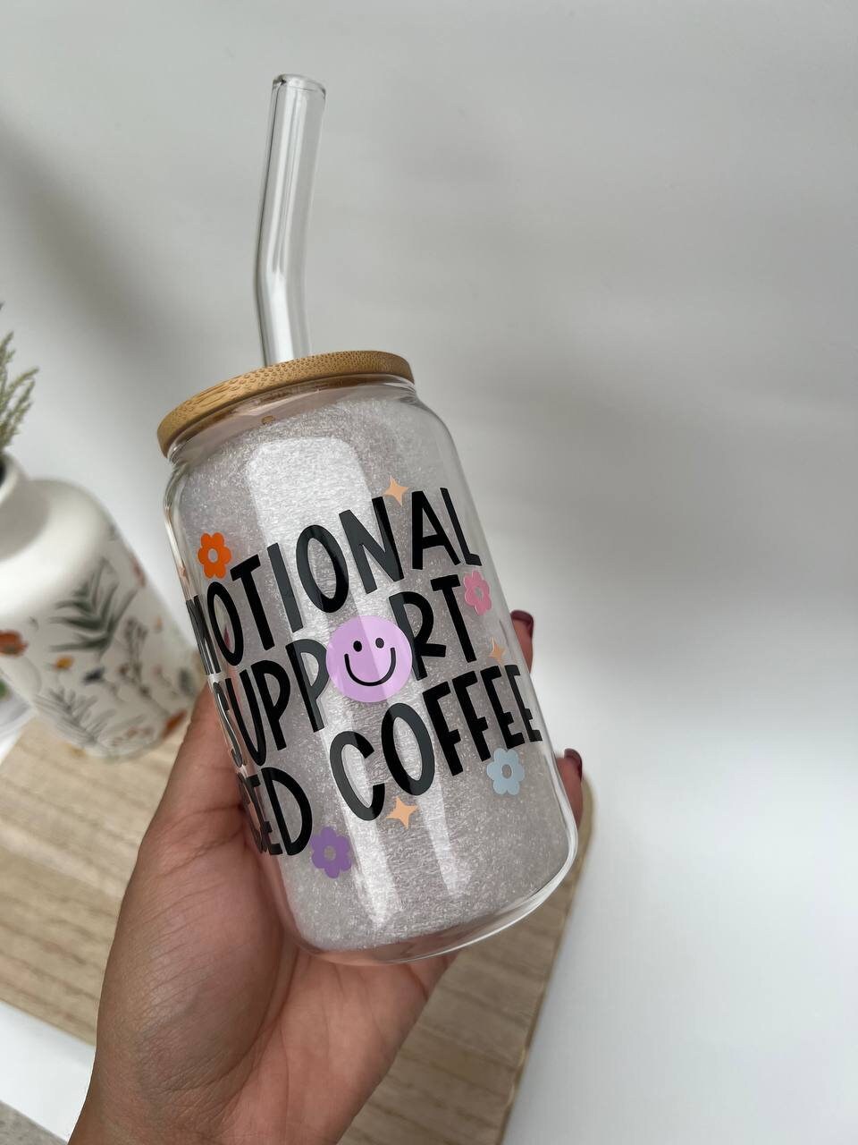 Emotional Support Iced Coffee Cup, Iced Coffee Glass Cup 12 & 16oz ...