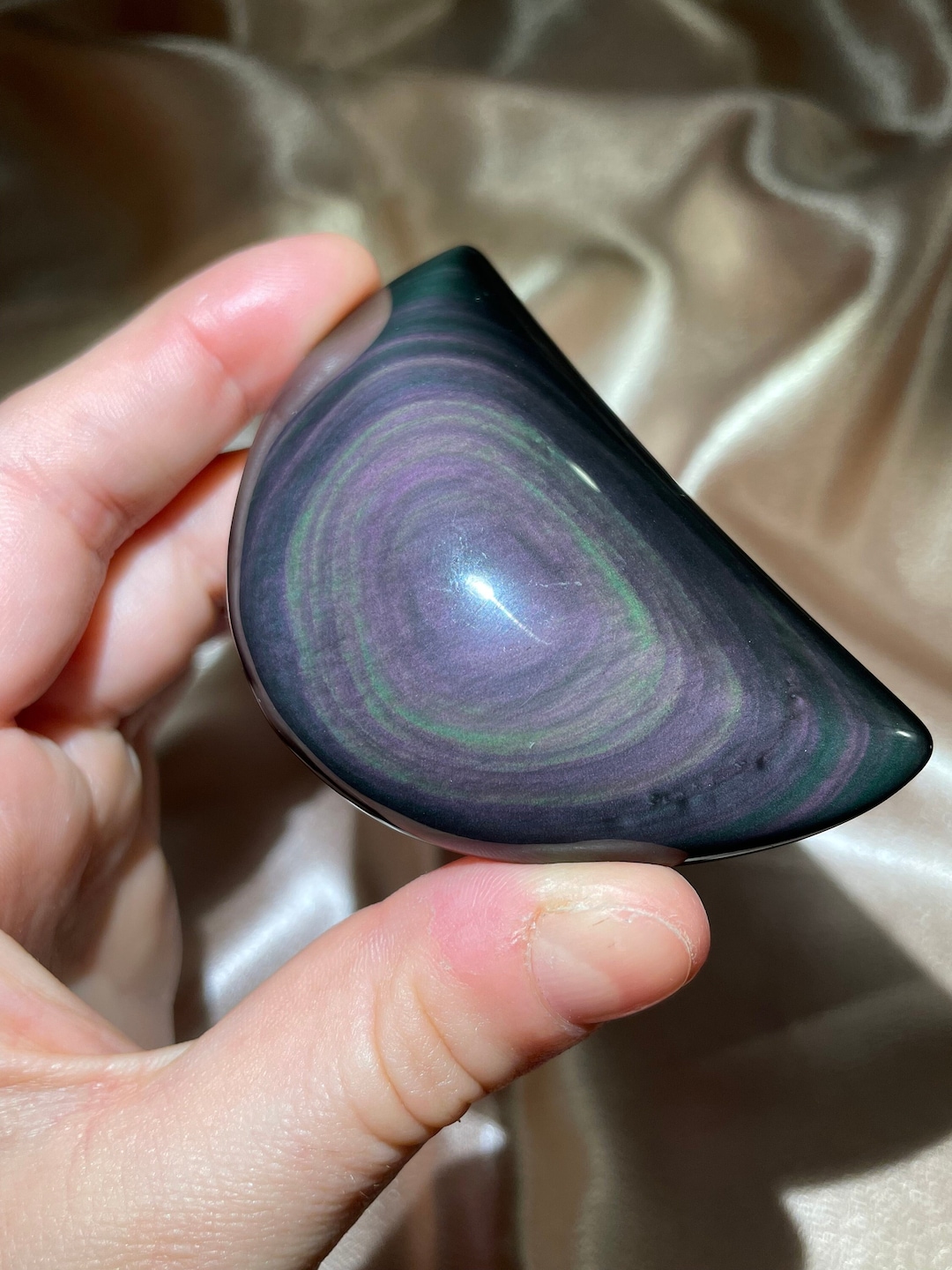 Incredible Rainbow Velvet Obsidian Moon Carving 91 Grams Velvet ...